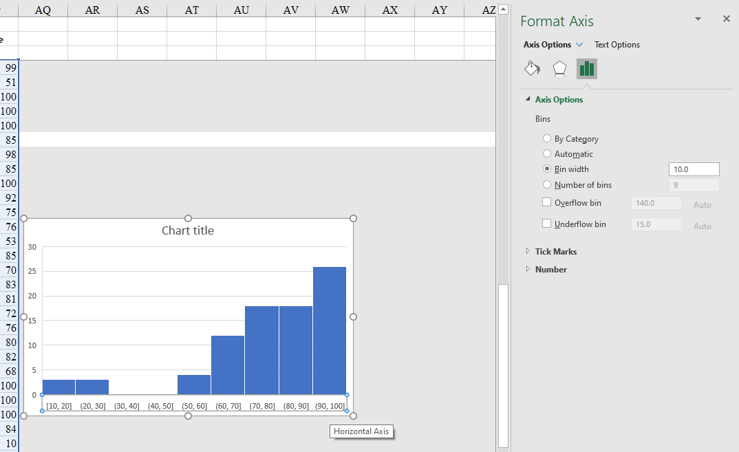 How to change bin number/width in a histogram in Excel for Mac (Office 2020) | Microsoft ...